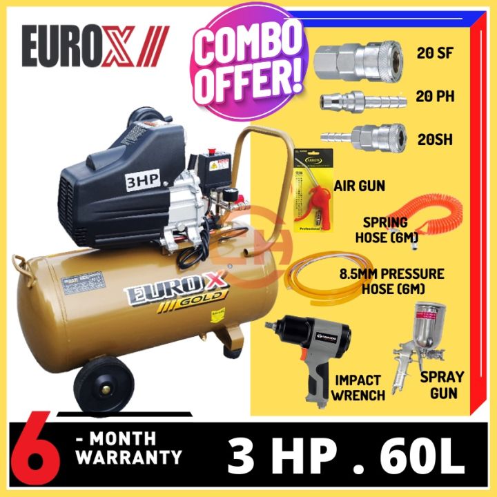 EUROX EUROPOWER EAW2524G / EAW3060G AIR COMPRESSOR 24L / 60L Special Combo Set All In One | Lazada