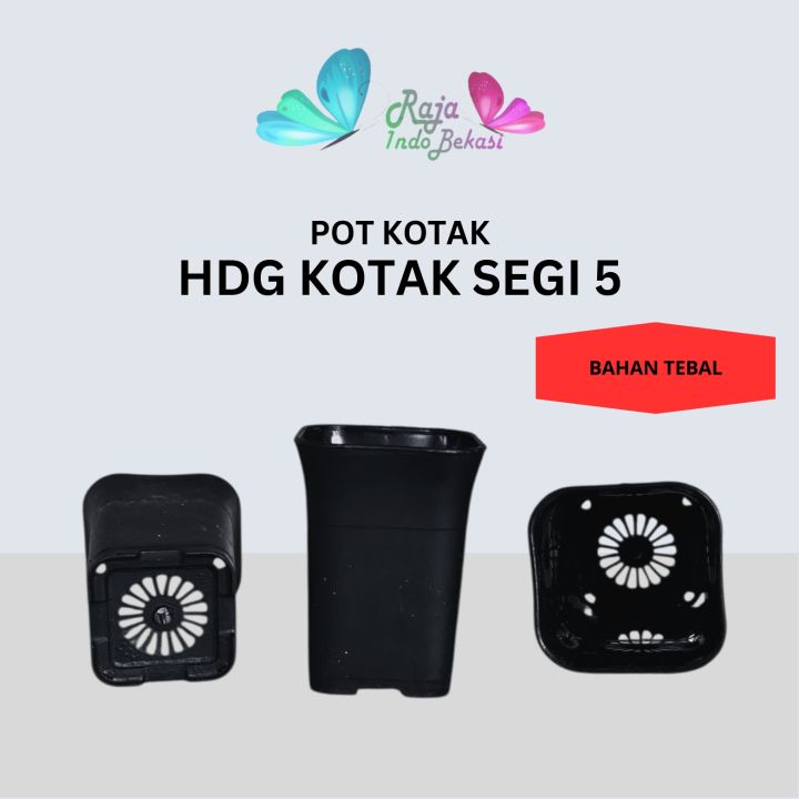 (2pcs)POT HDG KOTAK SEGI 5 CM HITAM pot bunga plastik kotak segi tinggi ...