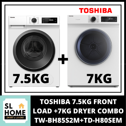 {KL Selangor Only} TOSHIBA TW-BH85S2M + TD-H80SEM 7.5KG FRONT LOAD WASHER AND 7KG DRYER COMBO ...