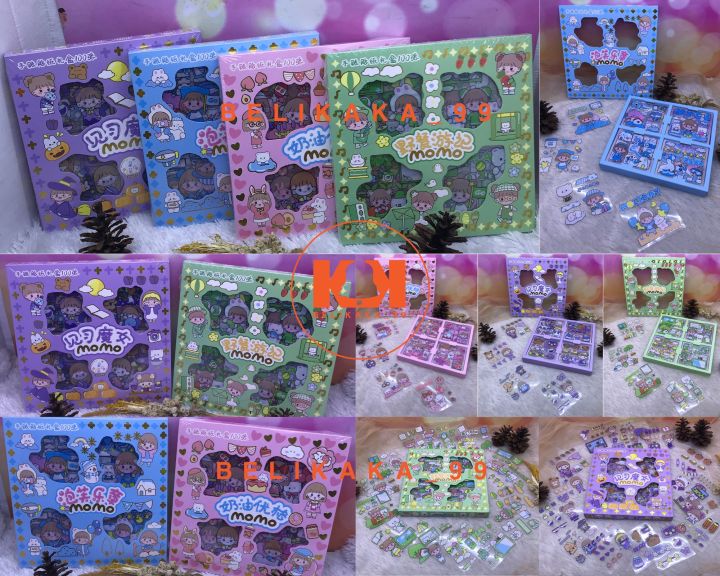 (1 BOX 100 PCS) STICKER AESTHETIC LUCU TRANSPARANT ANTI AIR ISI 100 ...