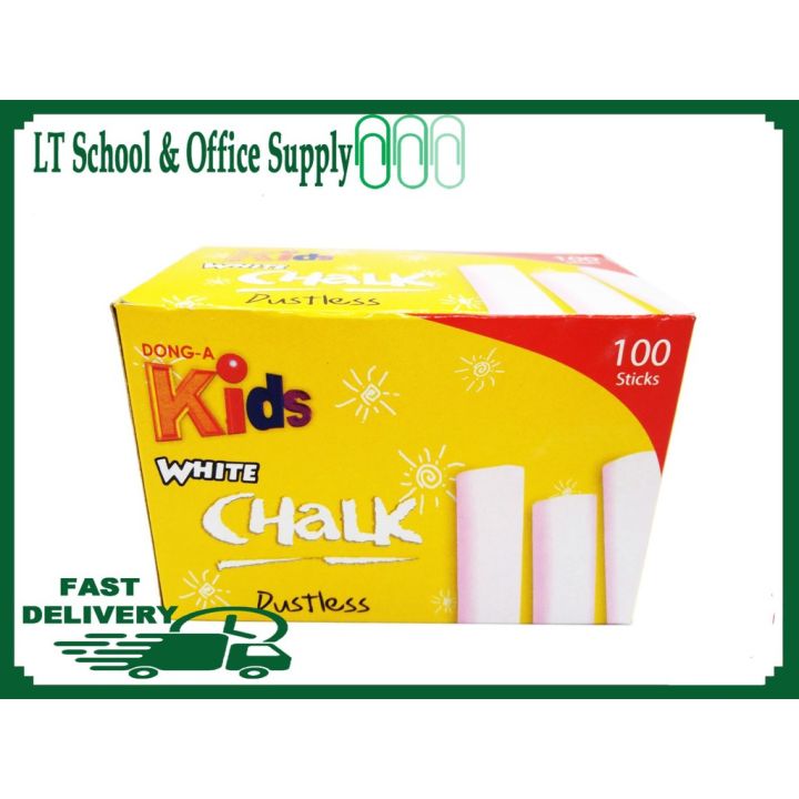 100 Pieces Dong-A White Chalk For Kids Dustless | Lazada PH