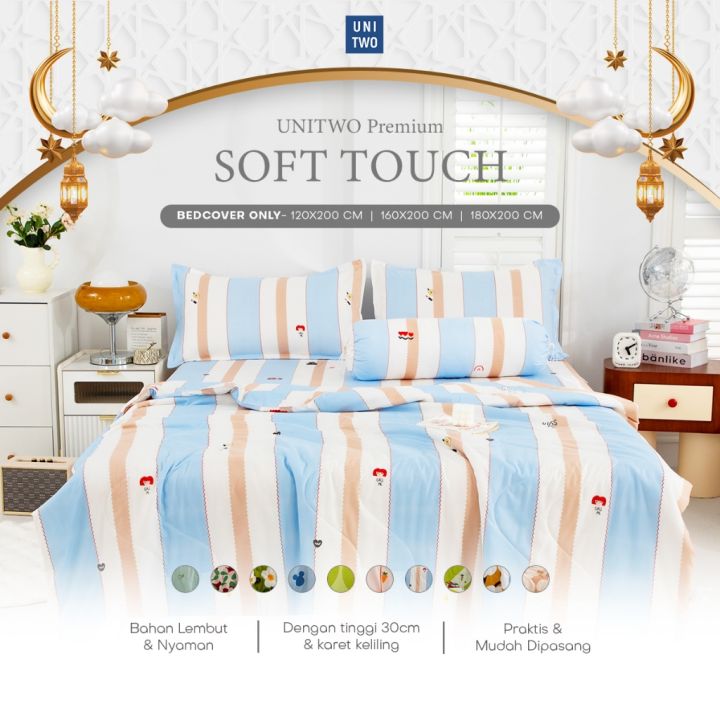 UNITWO Premium Soft Touch Bed Cover Only - Bed Cover Halus dan Lembut ...