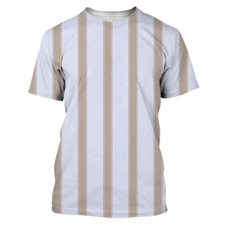 Simple Vertical Stripes 3D Printed T-Shirts For Men Summer Casual Loose ...