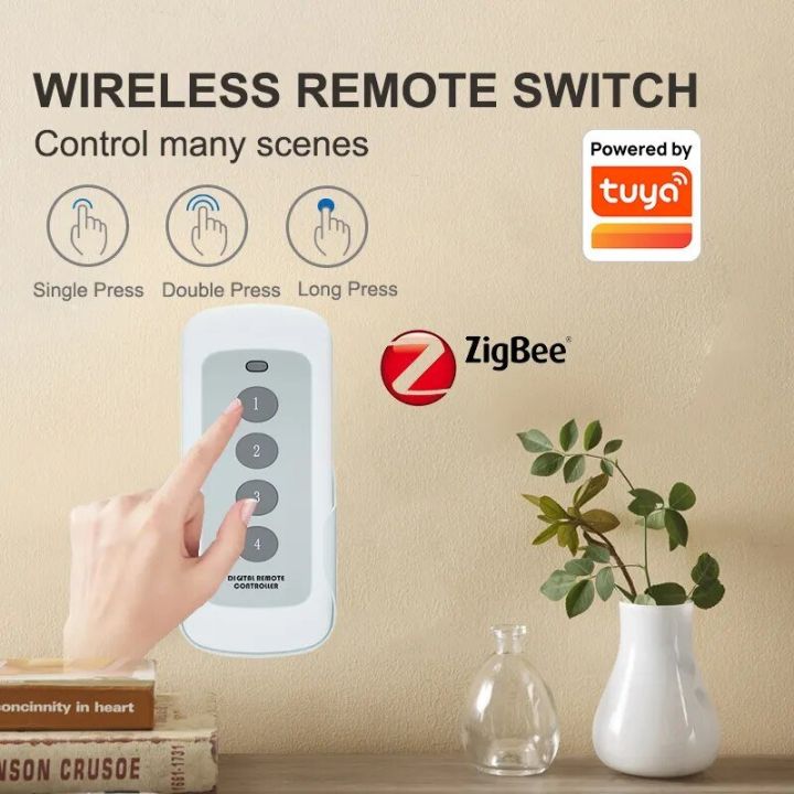 Tuya รีโมทไร้สายแบบใช้ถ่าน 4 ปุ่ม 12 แอคชั่น สัญญาณ Zigbee เอาไว้สั่ง ...