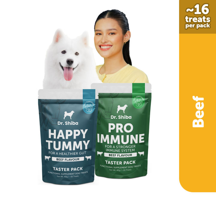 Dr. Shiba Pro Immune x 1 Happy Tummy Taster Pack x 1- Beef 40g Healthy ...