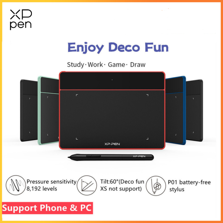 XPPen Deco Fun Graphics Tablet Digital Drawing Tablet 8192 levels Tilt ...