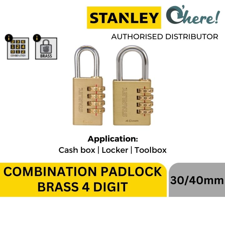 Stanley Solid Brass Combination Padlock 4 Digit 30mm/ 40mm | Lazada ...