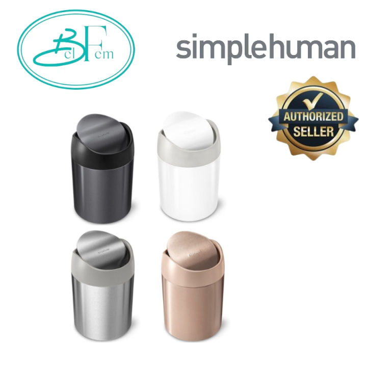 simplehuman 1.5L Mini Trash Bin - Black / White / Brushed Stainless ...