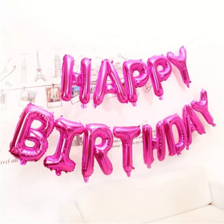Balloons "Happy Birthday" Letters PINK Foil eautifully decorating the ...