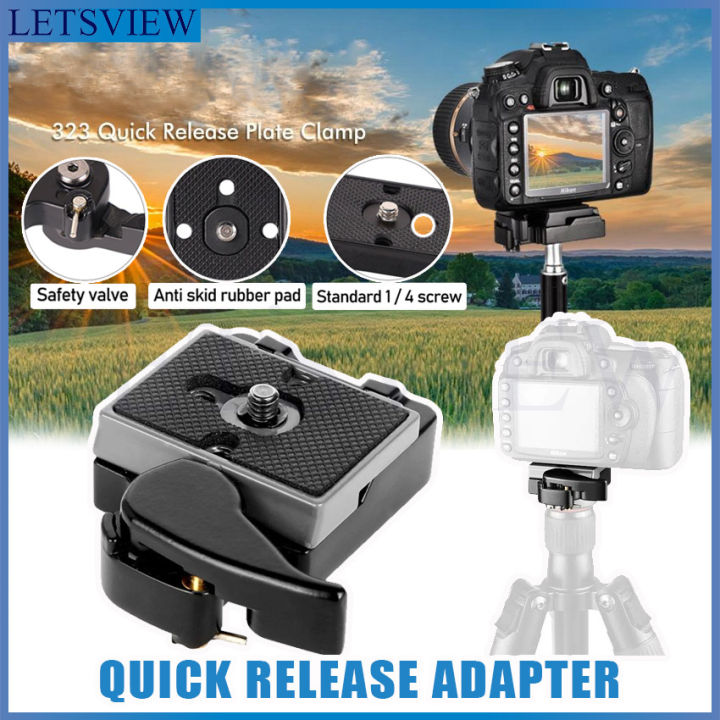 Letsview Black Camera 323 Quick Release Adapter with Manfrotto 200PL-14 Compact Plate (Black ...