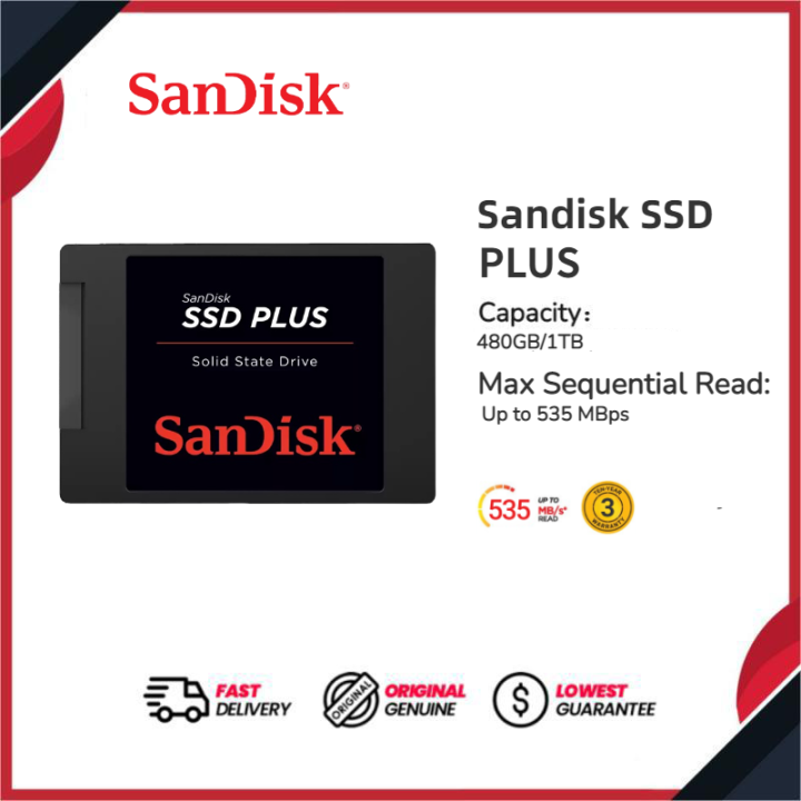 Sandisk 480GB 1TB SSD PLUS SATA III 2.5" Solid State Drive | Internal SSD | Sata SSD | Desktop ...