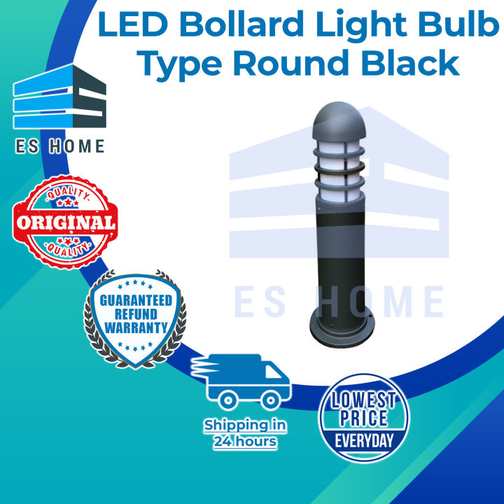LED Bollard Light Bulb Type Round Black 100cm High-Quality Outdoor ...