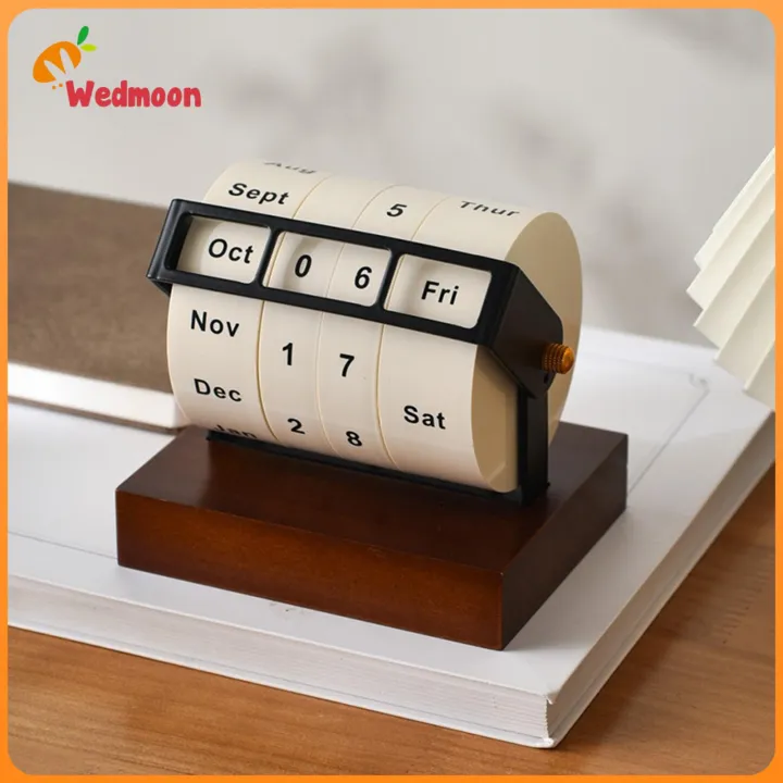 lahomia Rotating Perpetual Calendar Desktop Calendar for Countertop ...