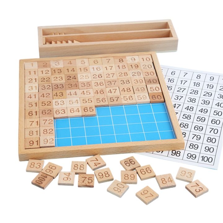 Wooden Montessori Hundred Board Math 1 To 100 Consecutive Numbers ...
