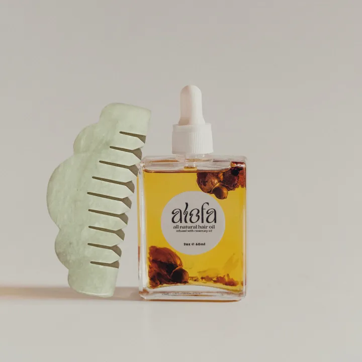 Set: Alofa Haircare Natural Jade Comb & Hair Oil Set (Hair Growth ...