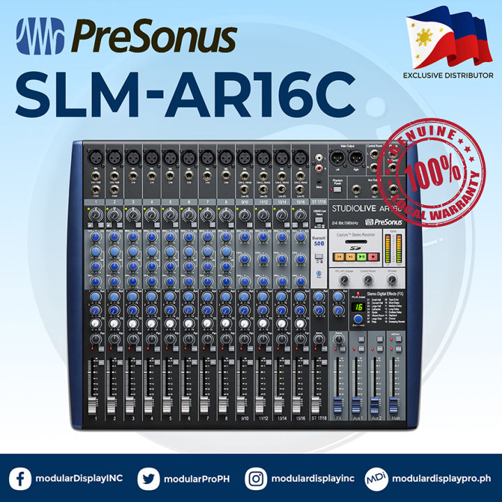 PreSonus StudioLive AR16c 16 channel Hybrid Analog Mixer with 24-bit ...