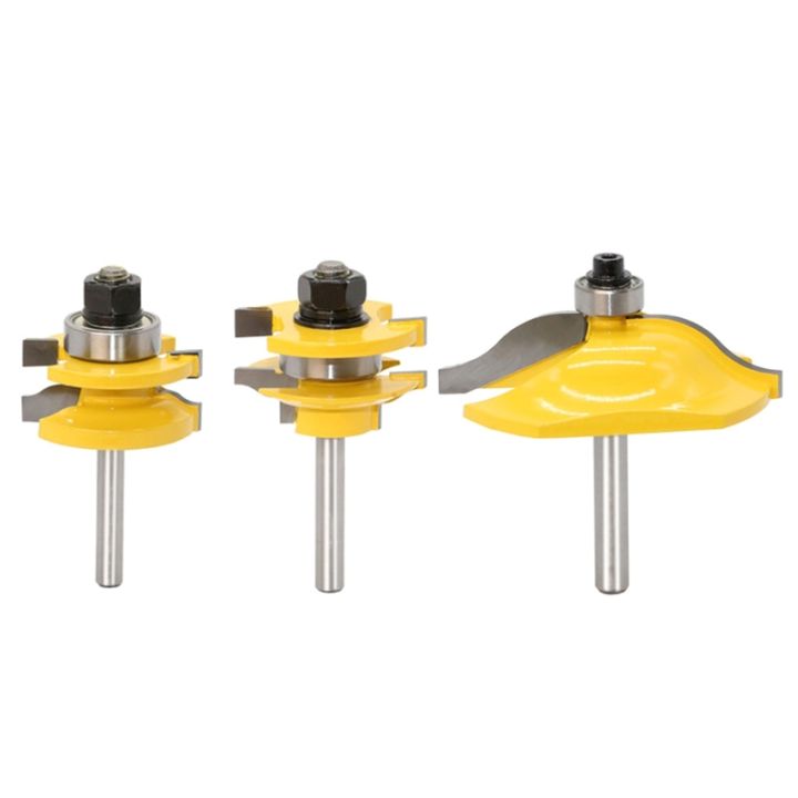 3pcs 1/4" Shank Rail Stile Router Bits Raised Panel Cabinet Door Wood ...
