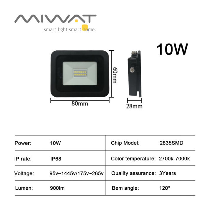 MIWAT LED Flood Light Outdoor 10W 20W 30W 50W 100W Super Bright ...