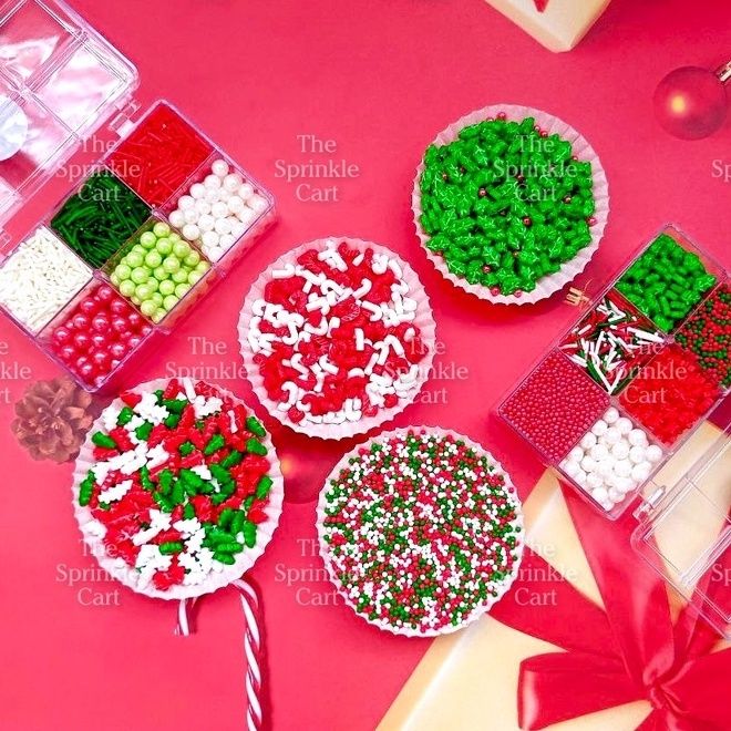 Christmas Theme Edible Sprinkles Dragees Bento Sampler Bauble ...