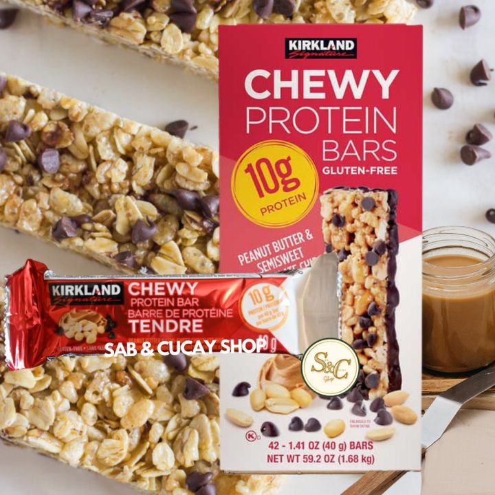 KIRKLAND SIGNATURE Chewy Protein bar Peanut Butter & Semisweet ...