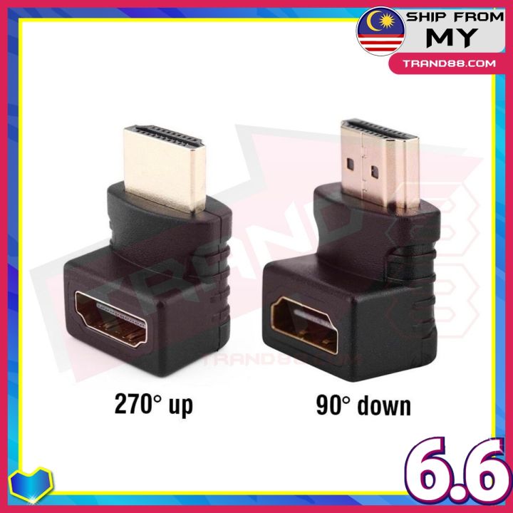 HDMI 90 degree 270 Degree L shaped Connector Cable Male to Female ...