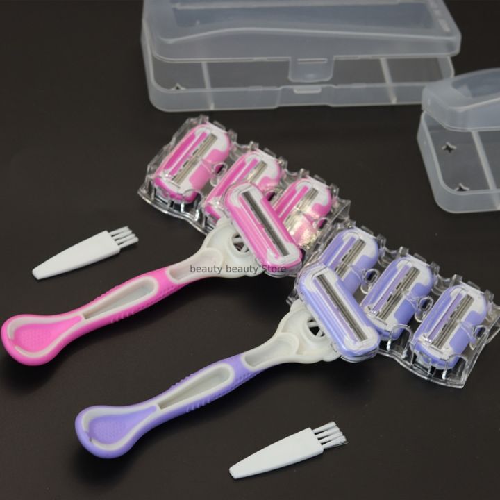 【YF】 Safety Razor Women Female 3-Blades Shaving Blades T-shaped Trimme ...