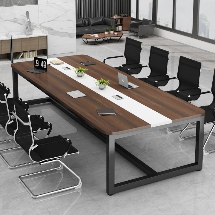Conference table long table solid wood simple modern office desk and ...