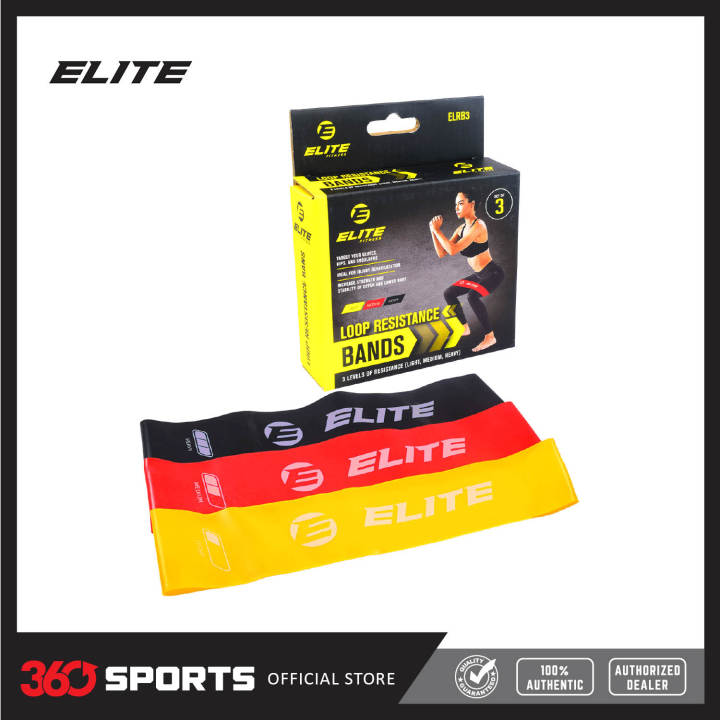 Elite Loop Resistance Bands Set Of 3 Light, Medium, Heavy for Exercise ...