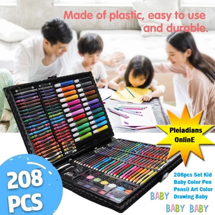 208 Pcs set Kid Baby Color Pen Pensil Art Drawing Crayon Lukisan ...