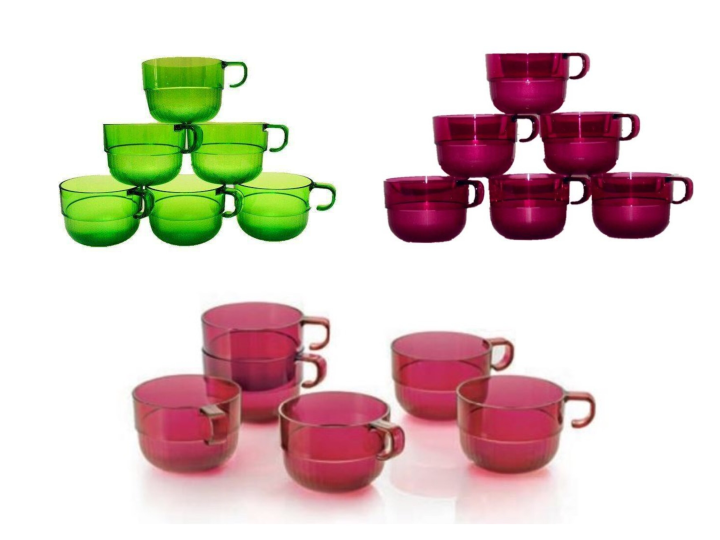 Tupperware Punch Cup ( 4pcs / 6pcs ) 170ml Green / Red / Purple | Lazada