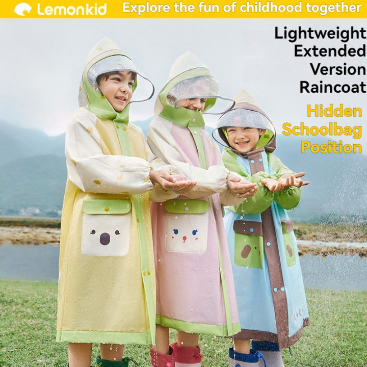 Lemonkid [FREE STORAGE BAG] Kids Cartoon Raincoat Double Closures Rain Wear Bag Place Poncho for ...
