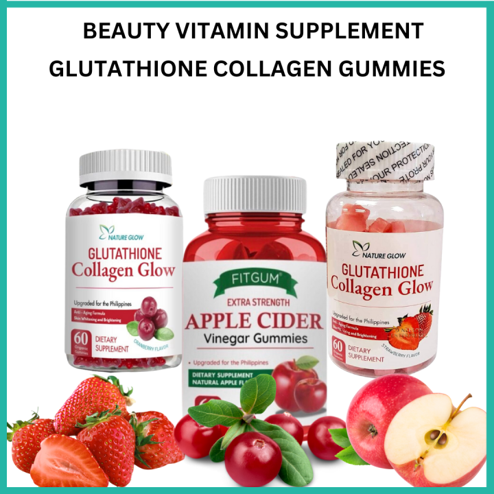 NATURE GLOW BEAUTY VITAMIN SUPPLEMENT GLUTATHIONE COLLAGEN GUMMIES ...
