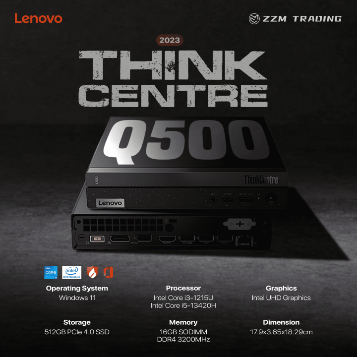 Lenovo ThinkCentre Q500 2023 Mini PC i3-1215U/i5-13420H Intel UHD GPU 16GB RAM 512GB SSD ZZM ...