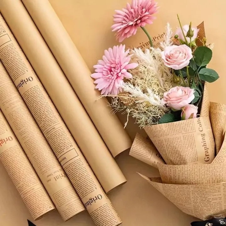 ALICE XU 45Pcs Cổ điển Giấy gói hoa Kraft Hai Tiếng Anh cổ điển Giấy ...