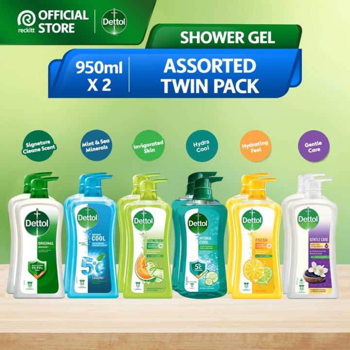 【Hot sales】Dettol Antibacterial Shower Gel Body Wash 950ml x 2 (S) | Lazada