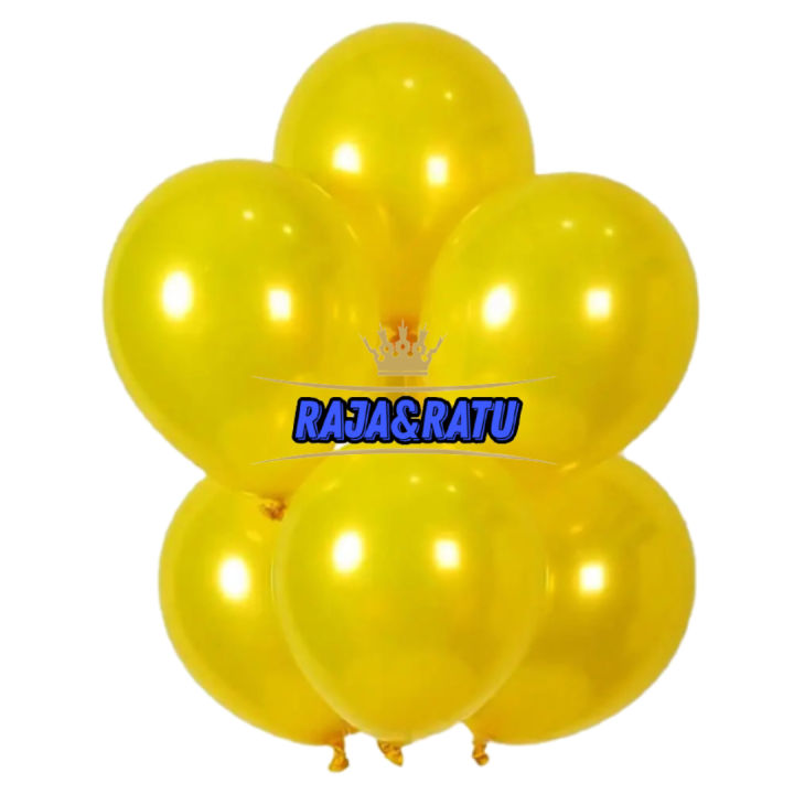 Balon Ulang Tahun Latex Metalik Warna Kuning isi 10 Pcs Dan 25 Pcs ...