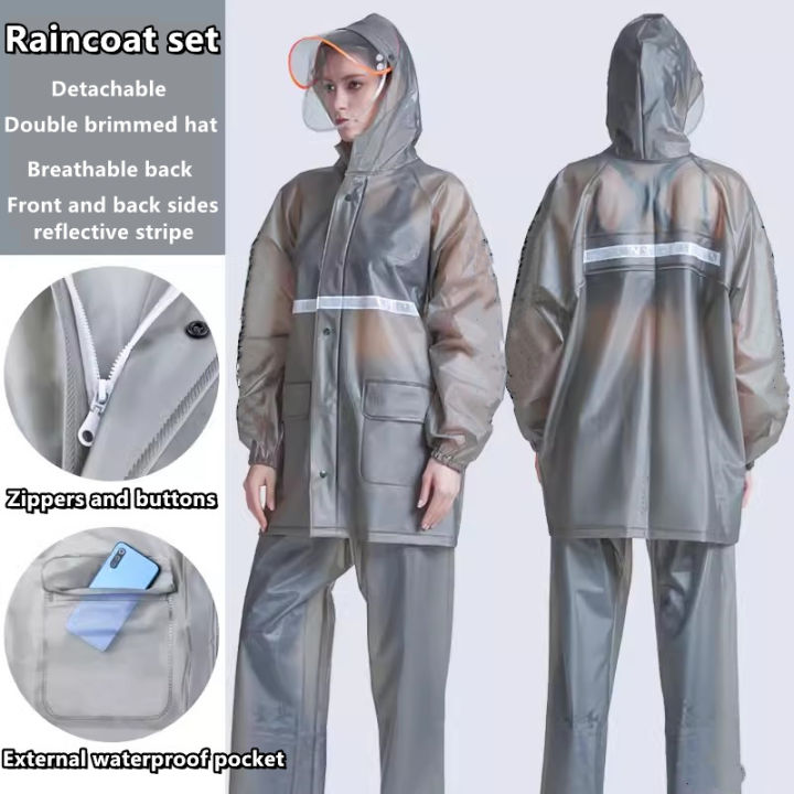 High Quality Motorcycle GRAY Titanium Waterproof Rain Coat Upgraded ...