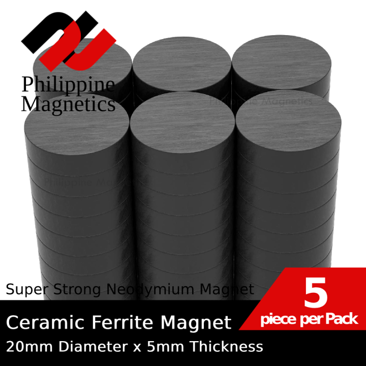 20mm Diameter x 5mm Th Strong Ceramic Ferrite Magnet Round Disc Type ...