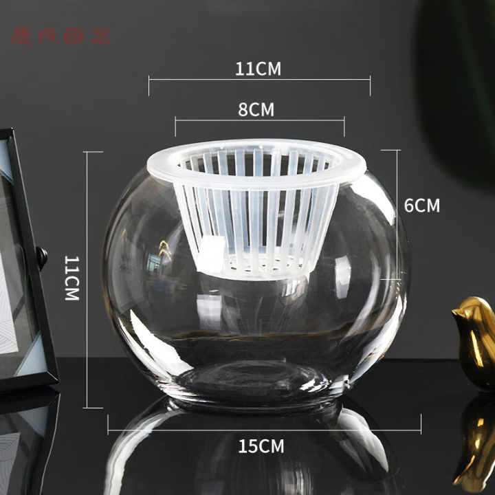 Self-Absorbent Flower Pot Hydroponic Plant Transparent Glass Vase ...