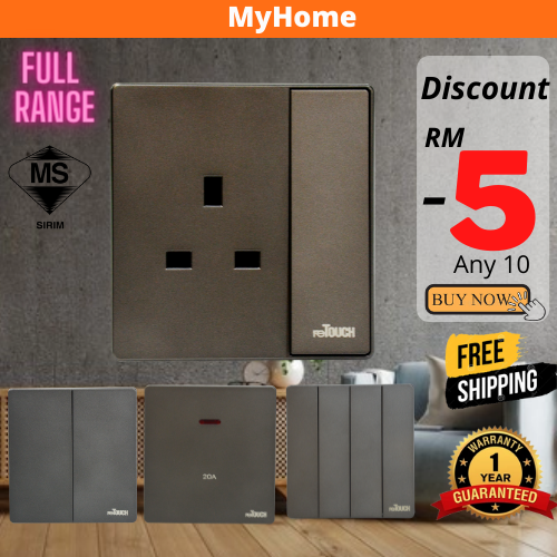 SIRIM Retouch Grey Ultra Rimless Electric Wall Switch Socket Modern ...