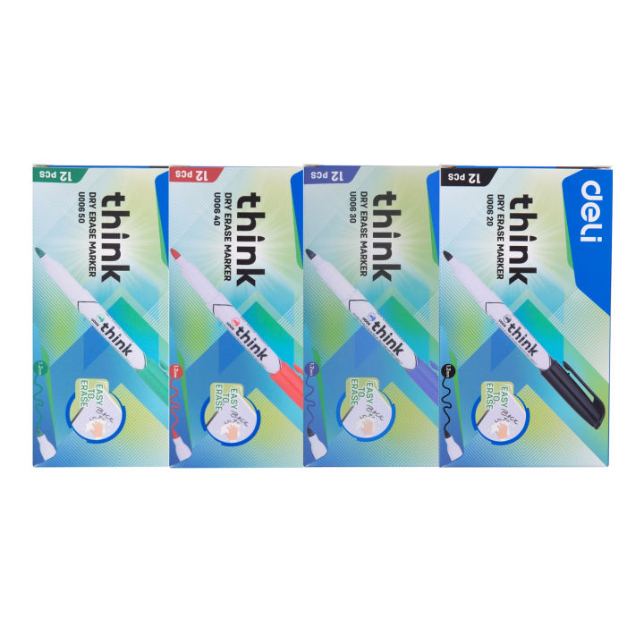 Deli EU00620/30/40/50 Think Dry Erase Whiteboard Marker Green 12pcs/box ...