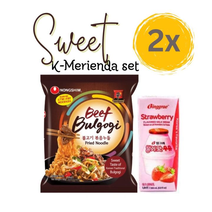 K-Buddy Merienda Pack for 2 (two): Nongshim Beef Bulgogi + Strawberry ...
