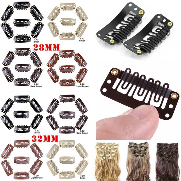 20pcs Fashion Metal Silicone Invisible Clip Micro 6-teeth Black 3.2cm U ...