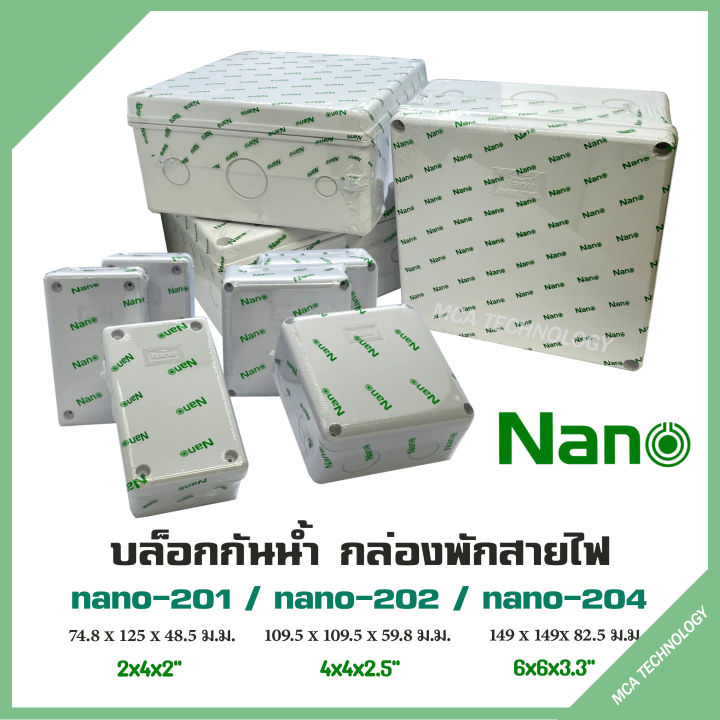 Nano กล่องพักสาย Box กันน้ำ 2x4" 4x4" 6x6" (สีขาว) บล็อกกันน้ำ บล็อคกันน้ำ บ๊อกกันน้ำ บ๊อคกันน้ำ ...