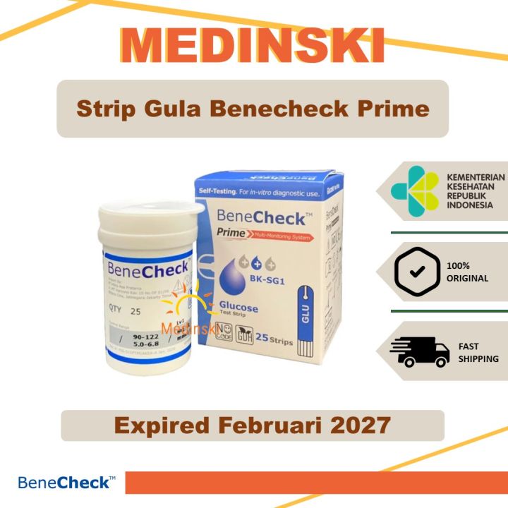 Strip Gula Darah BeneCheck Prime Isi 25 Stik Cek Tes GDS BK-SG1 ...