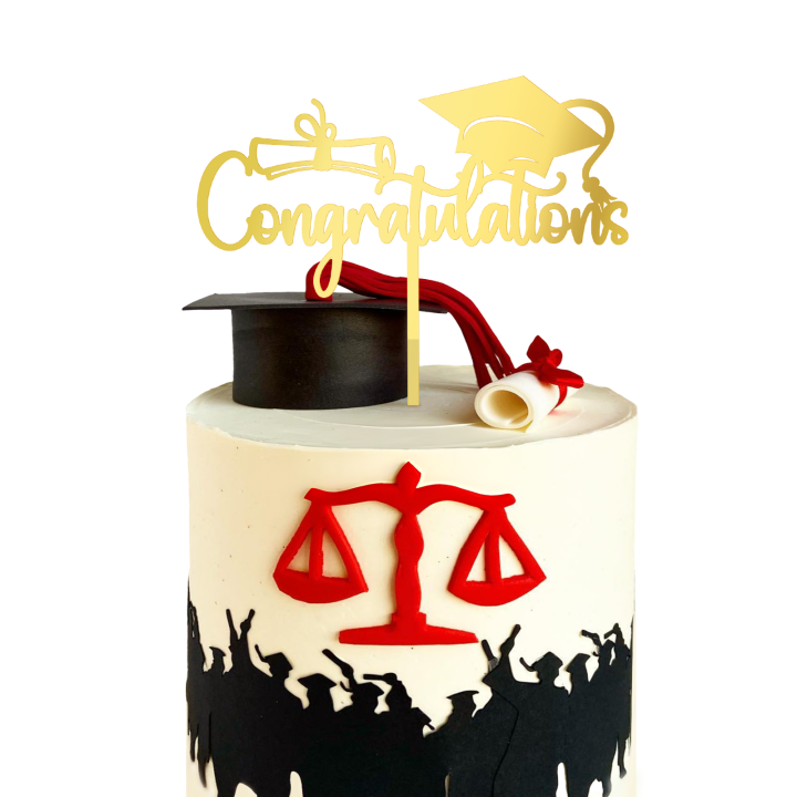 Congratulations Cake Topper in Golden Acrylic Graduation Party Cake ...