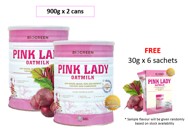 Biogreen Pink Lady Oatmilk 800g x 2 (Free 6 sachets) | Lazada