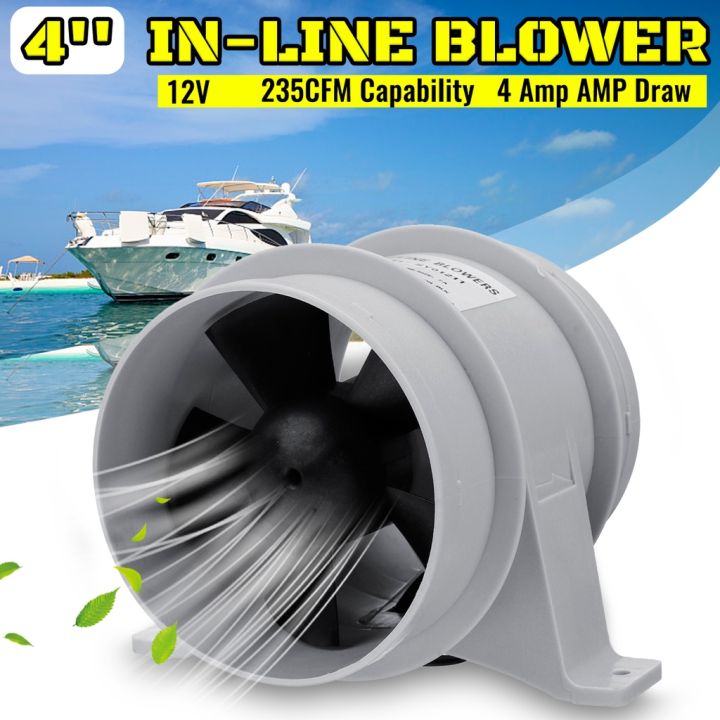 4 Amp 235CFM Boat Blower In-Line Marine Bilge Air Blower Fan Quiet ...