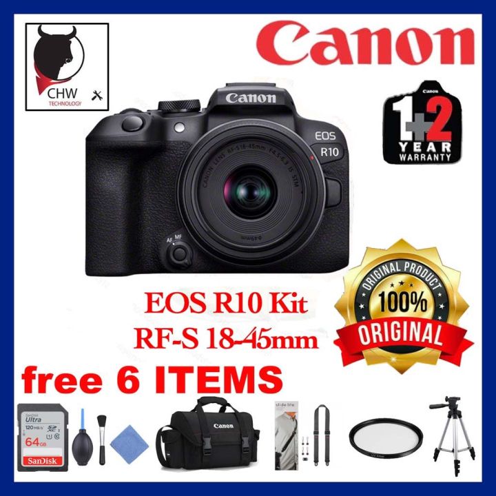 Canon EOS R10 Mirrorless Camera with 18-45mm Lens FREE SD64GB,TRIPOD ...