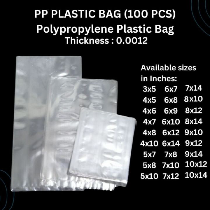 PP PLASTIC 0.0012 | (POLYPROPYLENE PLASTIC BAG) 100 PCS | Lazada PH